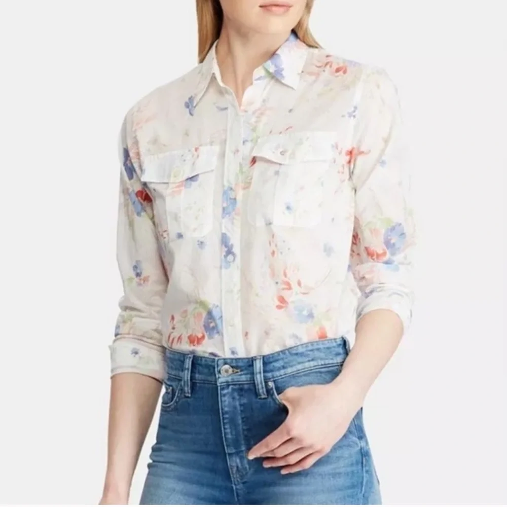 Lauren Ralph Lauren | Tops | Lauren Ralph Lauren Floral Button Down ...